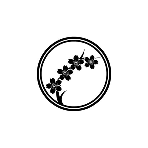 Japanese Cherry Blossom Minimalist Black White 67357975 Vector Art