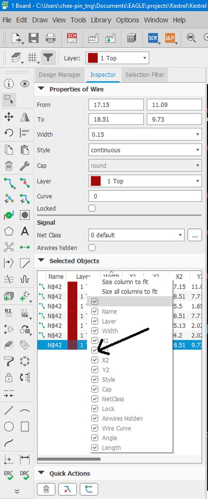 how to un tick unwanted columns in inspector table autodesk community