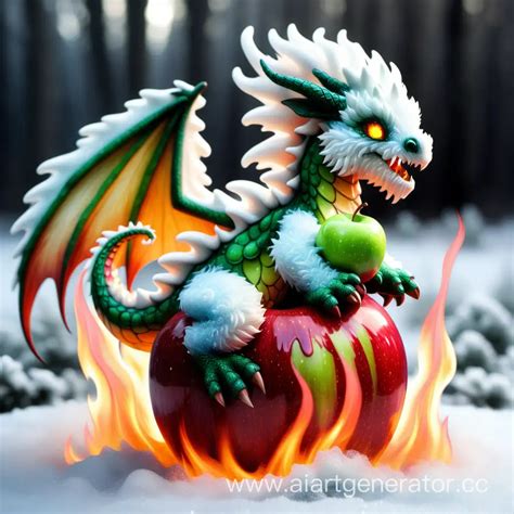 Majestic Frostbreathing Fluffy Apple Dragon Ai Art Generator