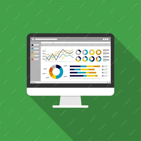 Premium Vector Web Statistics Analytic Charts On Computer Screen Icon Flat Vector Infographic
