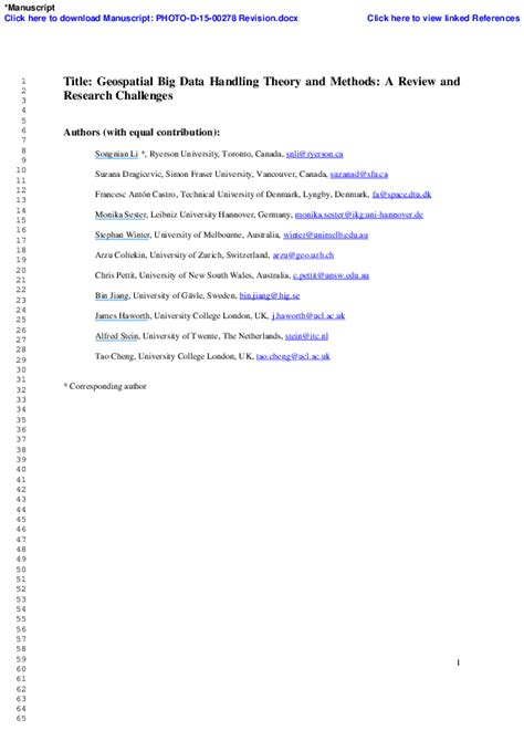 Pdf Geospatial Big Data Handling Theory And Methods A Review And Research Challenges