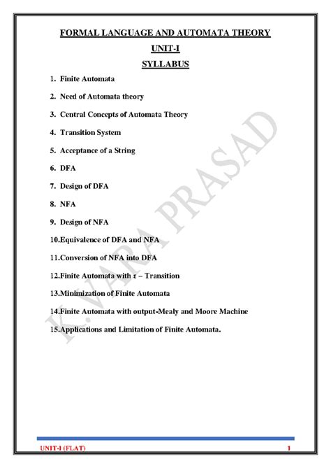 Flat Unit Iv Hshshs Formal Language And Automata Theory Unit Iv Syllabus 1 Pushdown