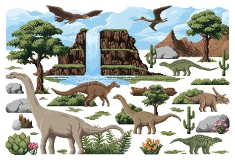 Pixel Prehistoric Dinosaur Stock Illustrations 297 Pixel Prehistoric