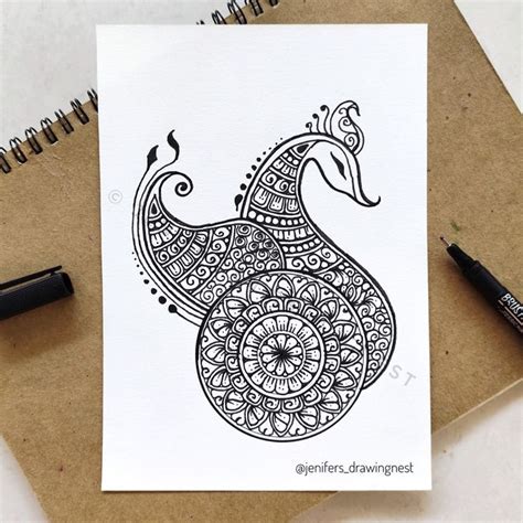 Peacock Mandala Art Mandala Art Modern Art Canvas Painting Doodle