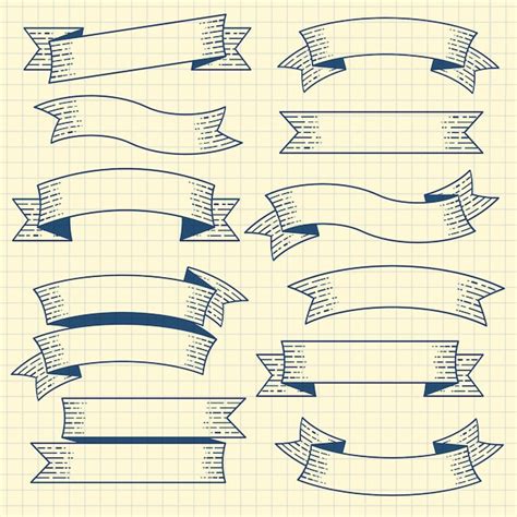 빈티지 레트로 리본 및 배너 세트 프리미엄 벡터