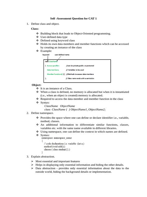 Self Assessment Answers Pdf Class Computer Programming