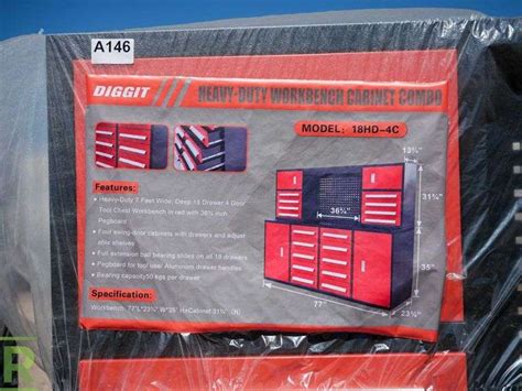 New Diggit Mod 18hd 4c Heavy Duty Workbench Cabinet Combo 7 Wide 18 Drawer Roller Auctions