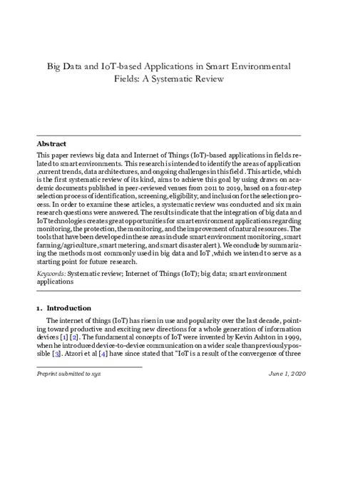 Pdf Big Data And Iot Based Applications In Smart Environments A