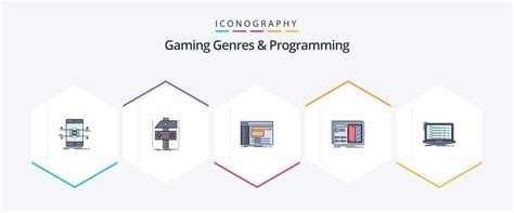 Gaming Genres And Programming 25 Filledline Icon Pack Including Design Developer Software