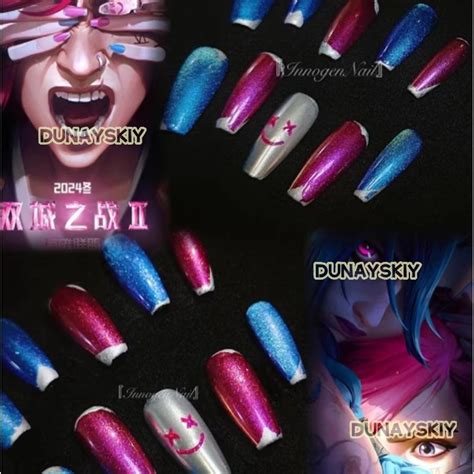 Jinx Cosplay Arcane 2 Disguise Jinx Cosplay Nail Women Costume Roleplay