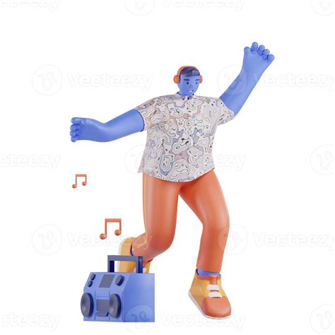 Man Dancing To Music From The Radio 17051729 Png