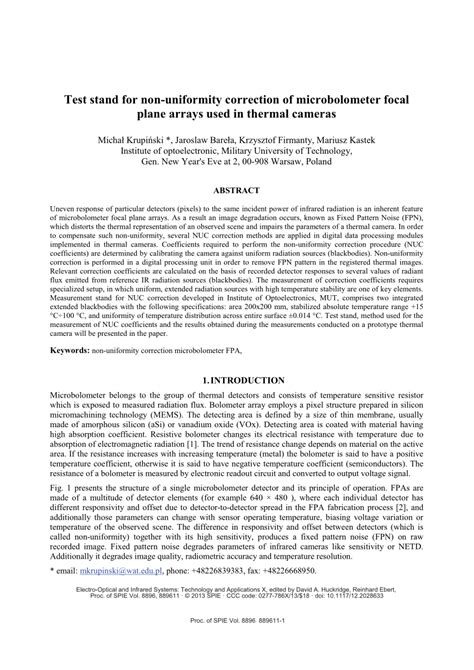 Pdf Test Stand For Non Uniformity Correction Of Microbolometer Focal