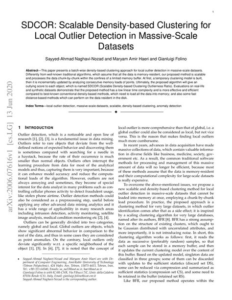 Sdcor Scalable Density Based Clustering For Local Outlier Detection In