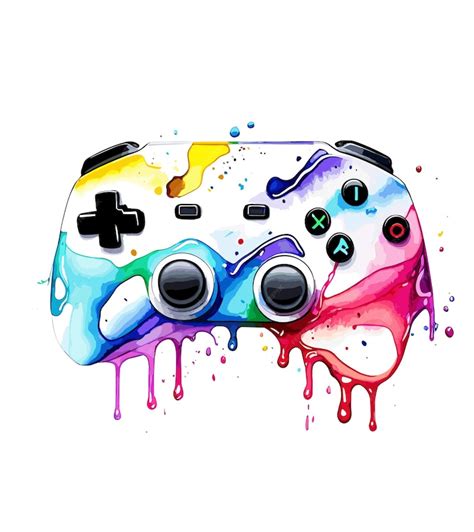 Gamer Joypad Console Controller Gamepad Watercolor Splash Vector Illustration Tshirt Wallpaper