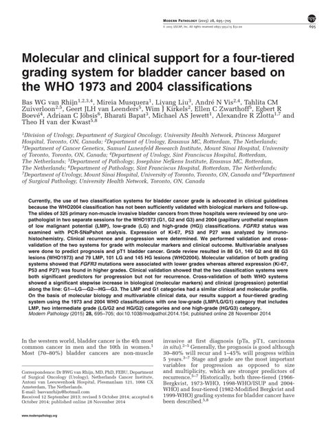 Pdf Molecular And Clinical Support For A Four Tiered Grading System