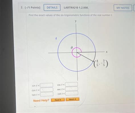 solved find the exact values of the six trigonometric
