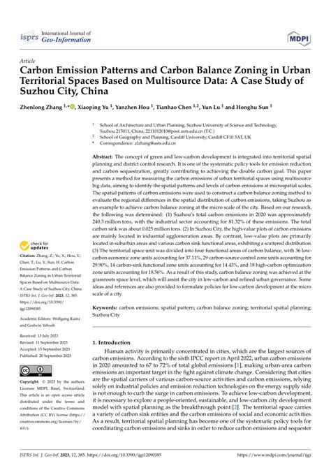 Pdf Carbon Emission Patterns And Carbon Balance Zoning In Urban Territorial Spaces Based On