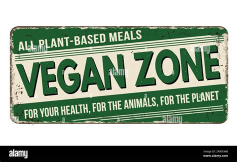 Vegan Zone Vintage Rusty Metal Sign On A White Background Vector
