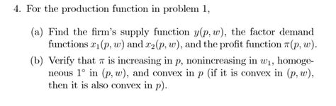 for the production function in problem 1 a ﻿find