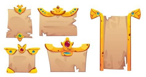 고대 이집트 게임 프레임 Ui 파피루스 요소 무료 벡터