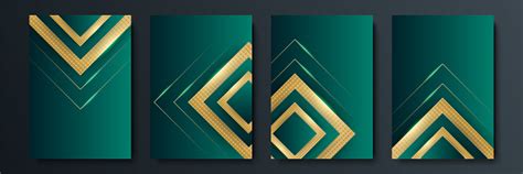 그라데이션 및 기하학적 교차 선 모양의 벡터 미니멀리즘 커버 설계 다크 그린과 골드 배너 디자인 최신 커버 템플릿 세트 0명에 대한 스톡 벡터 아트 및 기타 이미지 Istock