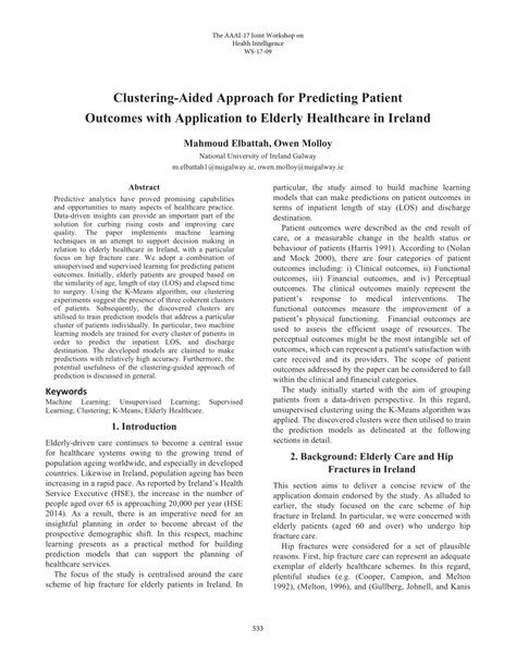 Pdf Clustering Aided Approach For Predicting Patient Outcomes With Application To Elderly