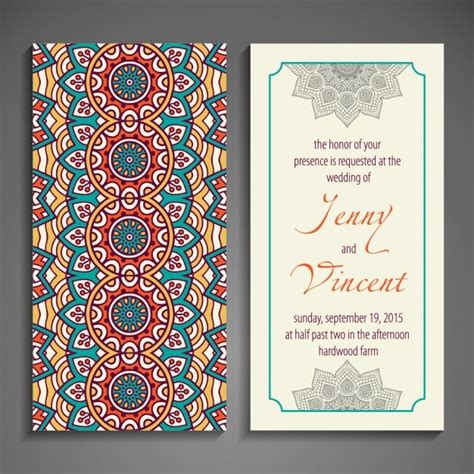 Boho Stijl Bruiloft Uitnodiging Premium Vector