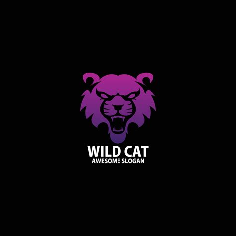 Wild Cat Head Logo Design Gradient Color 24676475 Vector Art At Vecteezy