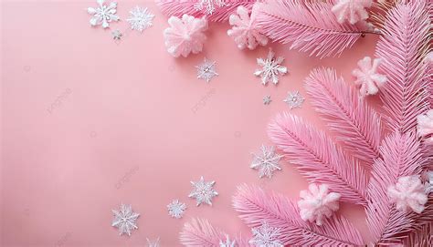 Pink Winter Wonderland Background Pink Snowflakes Christmas