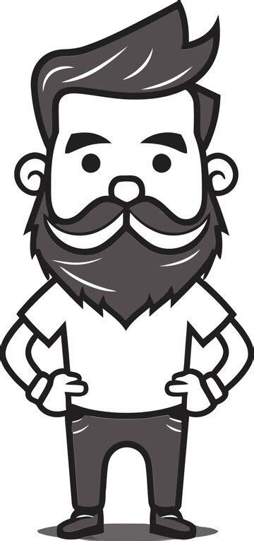 Een Cartoon Tekening Van Een Man Met Een Baard En Snor Premium Vector