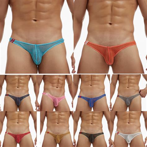 Mens See Through Jockstrap Bulge Pouch Low Rise G String Thong Briefs