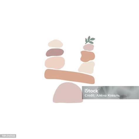 젠 스톤 플랫 벡터 일러스트레이션 창의적인 기하학적 모양 불교에 대한 스톡 벡터 아트 및 기타 이미지 불교 일러스트레이션 젠 스타일 Istock