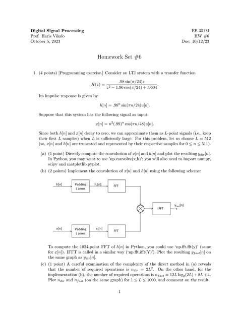 hw6 hw6 digital signal processing ee 351m prof haris vikalo hw