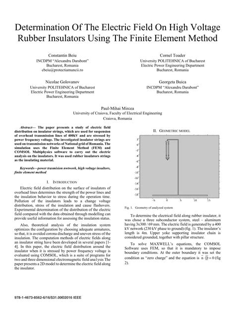 Pdf Determination Of The Electric Field On High Voltage Rubber Insulators Using The Finite