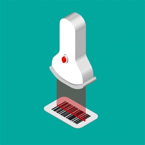Isometric Barcode Label Sticker Isolated On Color 3d Scanner Scanning