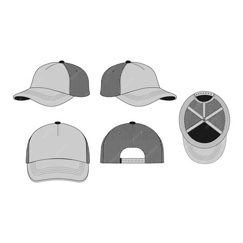 Premium Vector Trucker Hat Mockup Template Front Back Side Top Views