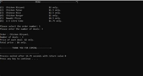 Restaurant Menu In C With Source Code Source Code Projects