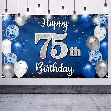 Nelbiirth Happy 75th Birthday Decorations75th Blue