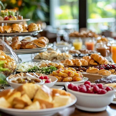 Breakfast Buffet Table Filled With Assorted