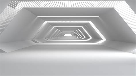 빈 공간 콘크리트 방과 통로 영역의 3d 렌더링은 간격과 빛나는 빛으로 무기한으로 렌더링됩니다 박물관 공간 디자인 사각형 프레임의 리듬과 간격 기하학적 구조 가정의 방에