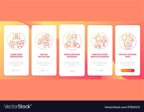 Self Control Boosting Tips Red Onboarding Mobile Vector Image