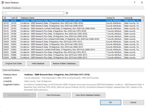selectdatabase png — seer stat help system