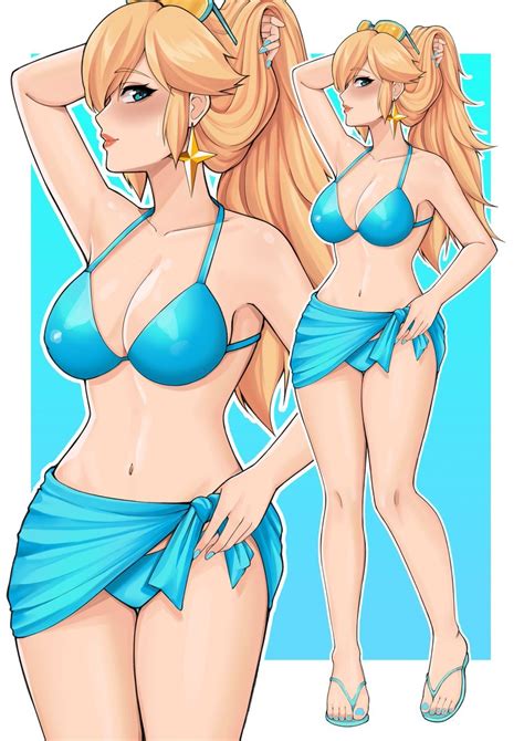 Rule 34 Bikini Blonde Hair Blue Eyes Breasts Female Female Only Mario Series Nintendo