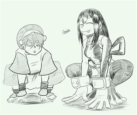 Tsuyu Asui Vs Toph Beifong A Decent Tsuyu Match Up That I Like So I Drew It Also Drawing Tsuyu