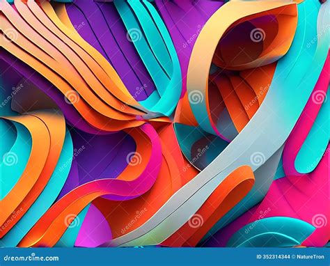 Abstract Colorful Waveforms A Vibrant Digital Art Piece Stock Illustration Illustration Of