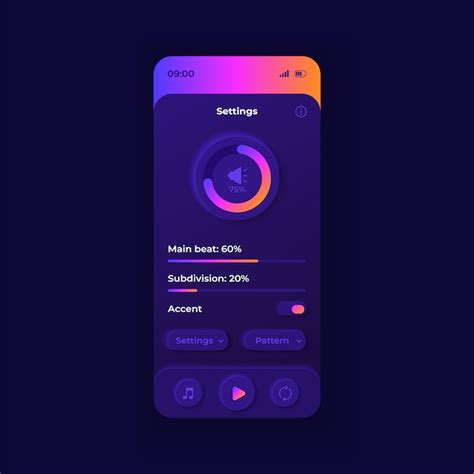 Premium Vector Metronome Parameters Smartphone Interface Template