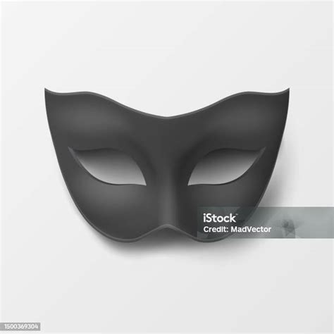 벡터 3d 현실적인 빈 블랙 카니발 빈티지 마스크 근접 촬영이 격리되었습니다 카니발 파티 가장 무도회를 위한 마스크 카니발 파티 공 컨셉을 위한 디자인 템플릿입니다 앞