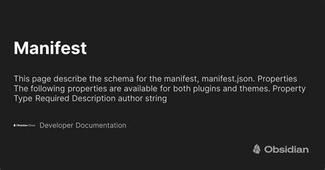 Manifest Developer Documentation