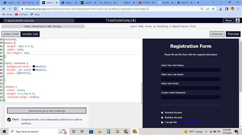 Learn Html Forms By Building Registration Form Step50 Html Css The Freecodecamp Forum