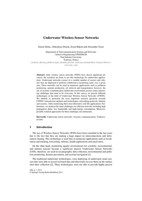 Pdf Underwater Wireless Sensor Networks Survey